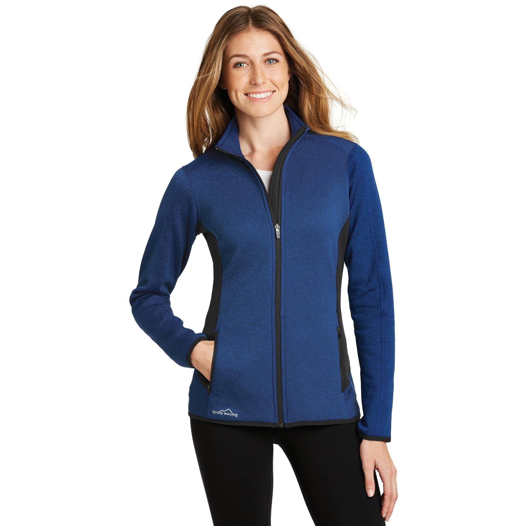 Eddie Bauer EB239 Ladies Full-Zip Heather Stretch Fleece Jacket - Blue ...