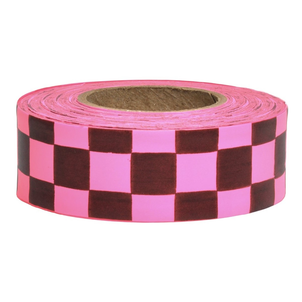 Presco CKPGBK Checkerboard Roll Flagging Tape - Pink Glo/Black | FullSource.com