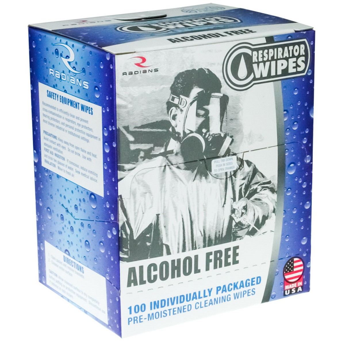 Radians RWAF-100 Individually Wrapped Alcohol Free Respirator Cleaning ...