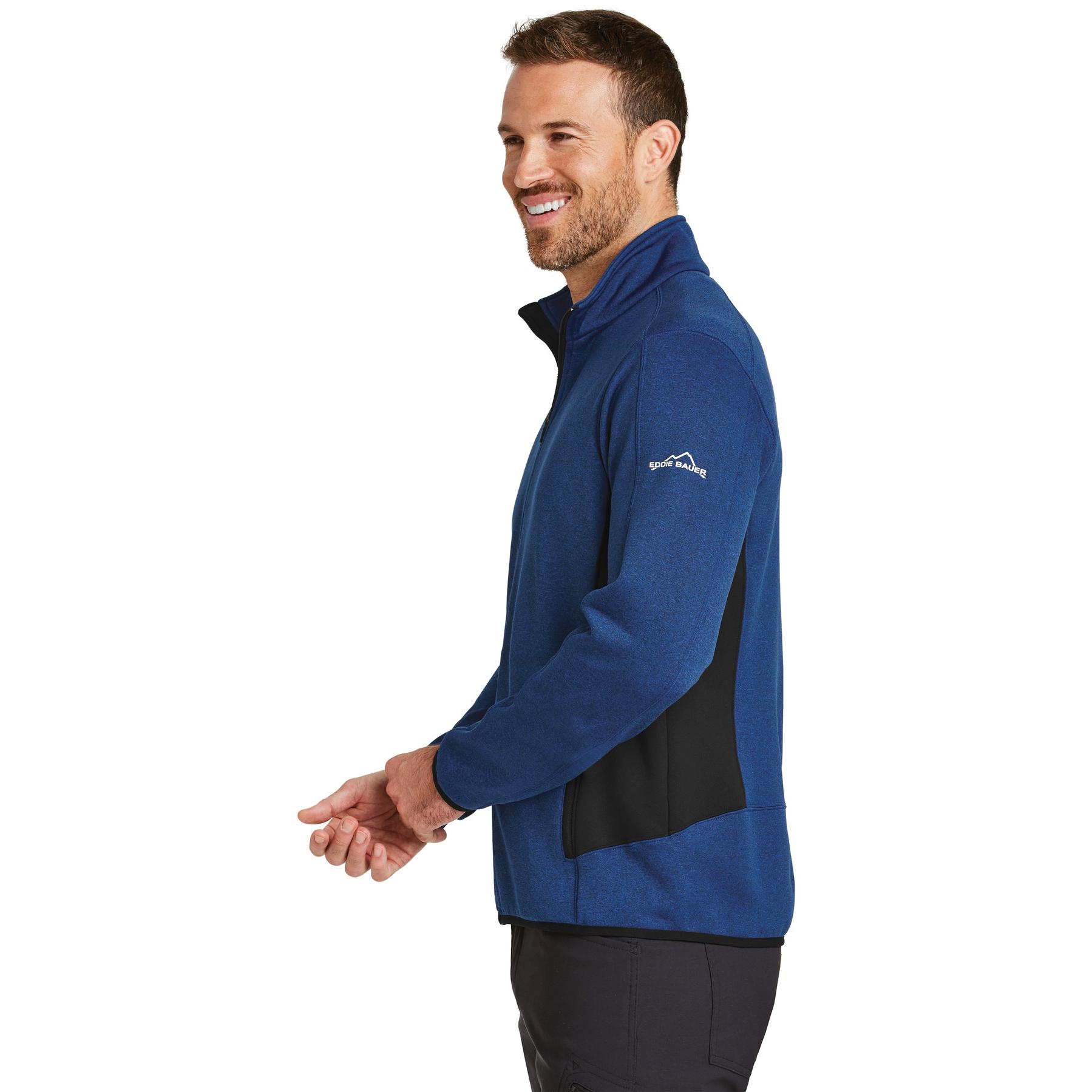 Eddie Bauer EB238 Men's Full-Zip Heather Stretch Fleece Jacket - Blue ...