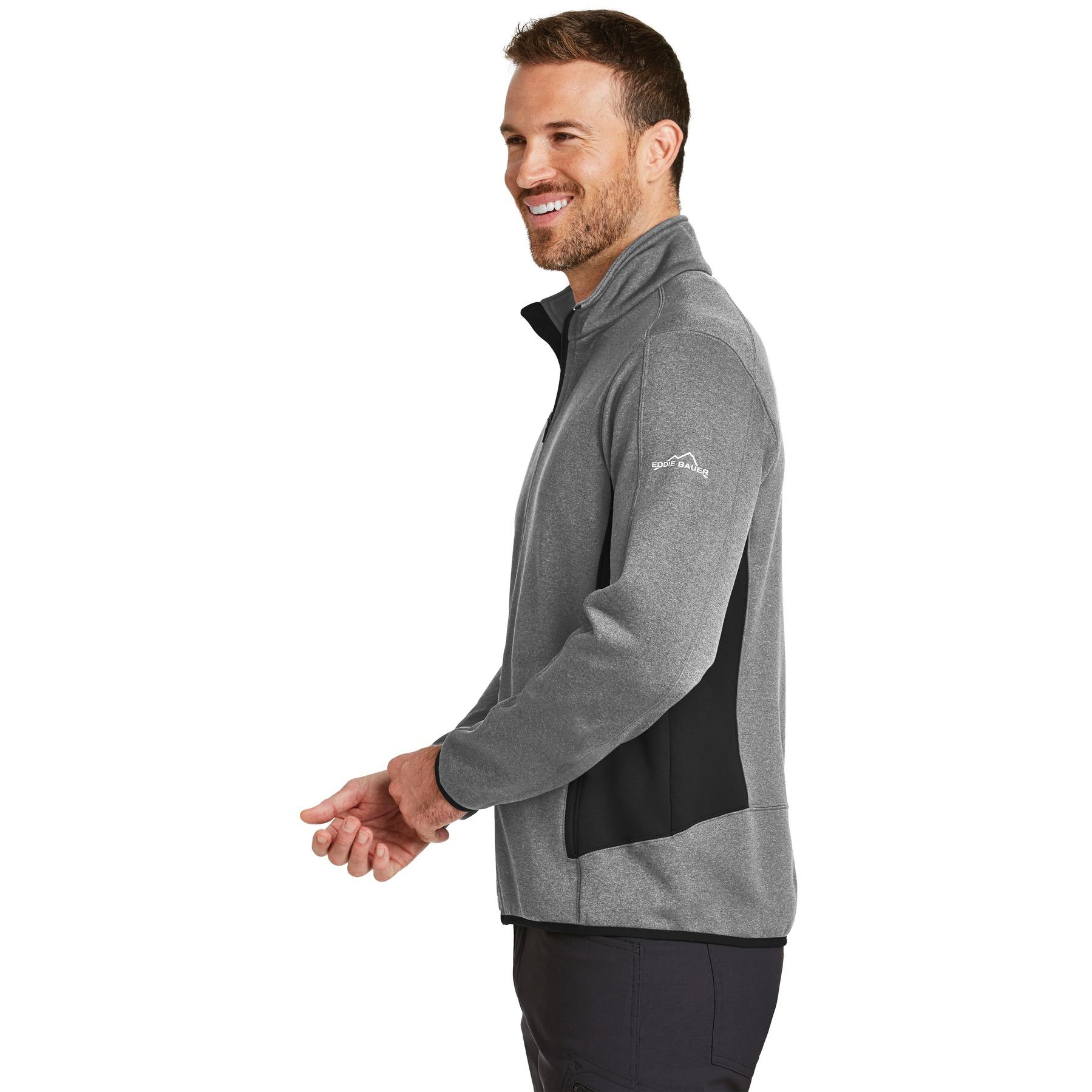 Eddie Bauer EB238 Men's Full-Zip Heather Stretch Fleece Jacket - Grey ...