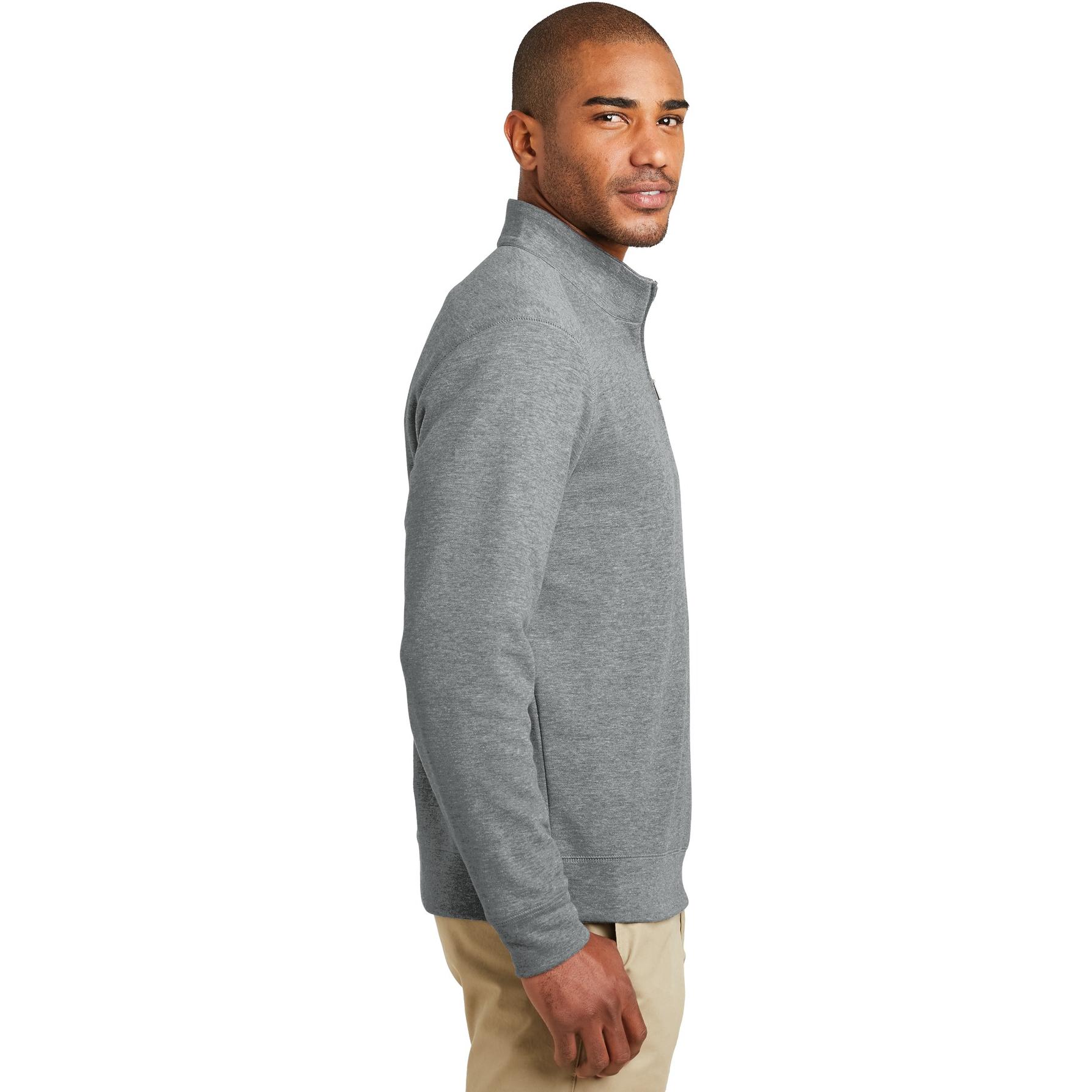 Port Authority K807 Interlock 1/4-Zip - Medium Grey Heather/Charcoal ...