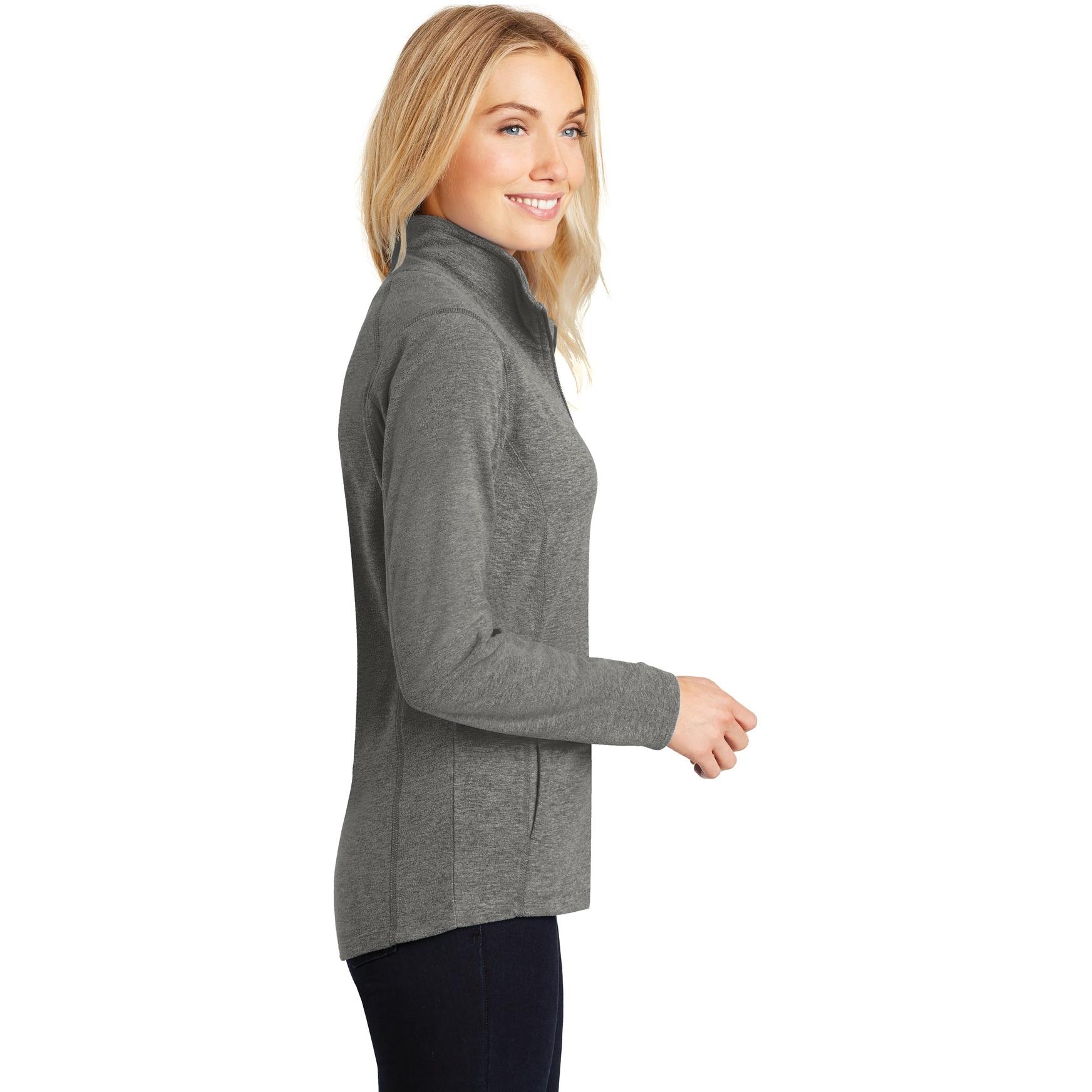Port Authority L235 Ladies Heather Microfleece Full-Zip Jacket - Pearl ...