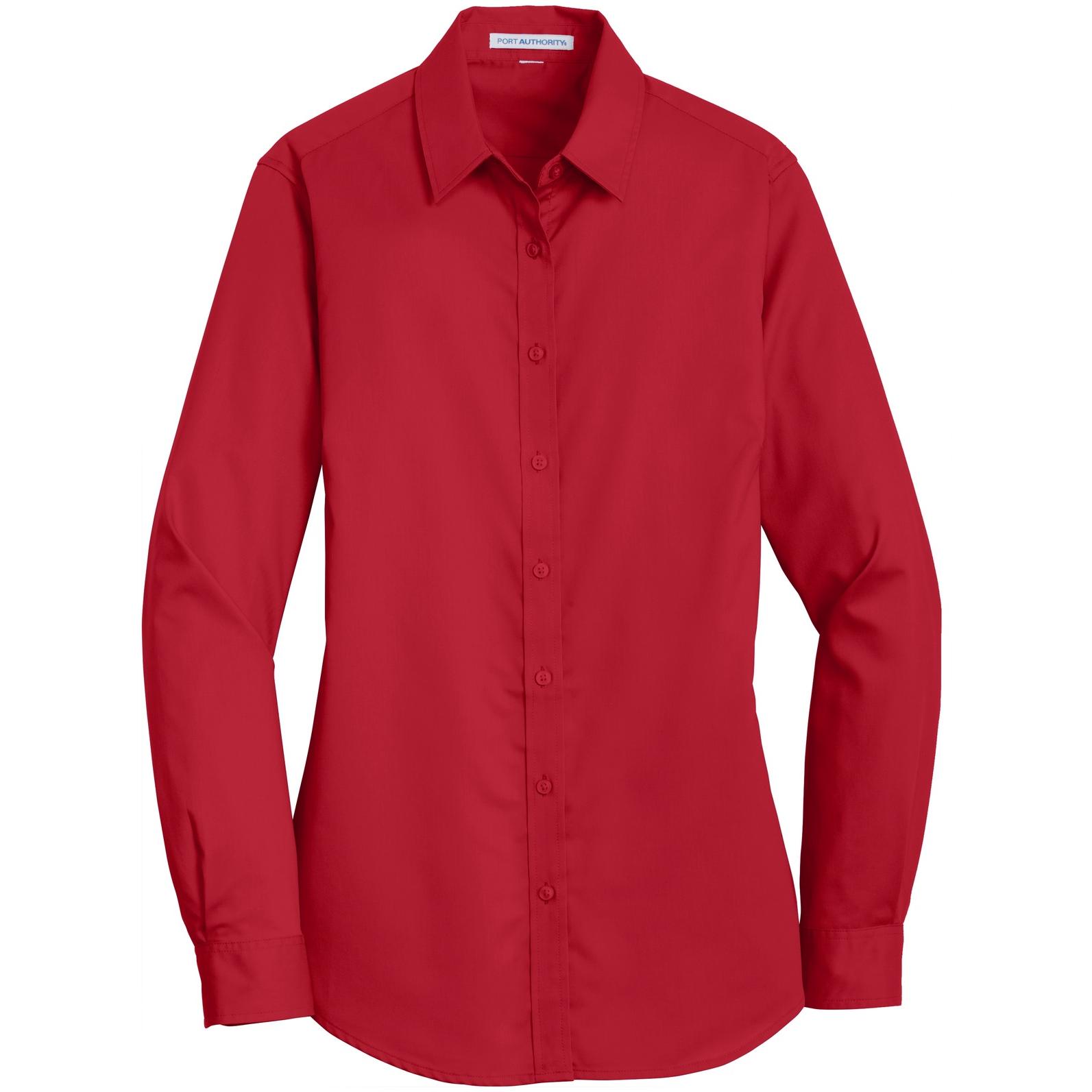 Port Authority L663 Ladies SuperPro Twill Shirt - Rich Red | FullSource.com