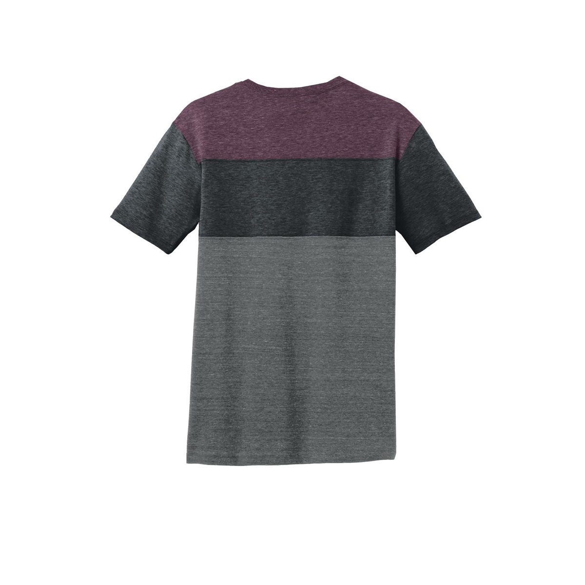 District DT143 Young Mens Tri-Blend Pieced Crewneck Tee - Maroon ...